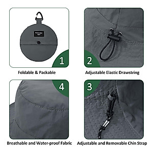 Zando Waterproof Bucket Hat for Woman Men Rain Hat UPF 50+ Sun Hats for Women Packable Outdoor Hiking Safari Hats for Women Wide Brim Summer Hat Adjustable Boonie Fishing Hat Black Hat One Size