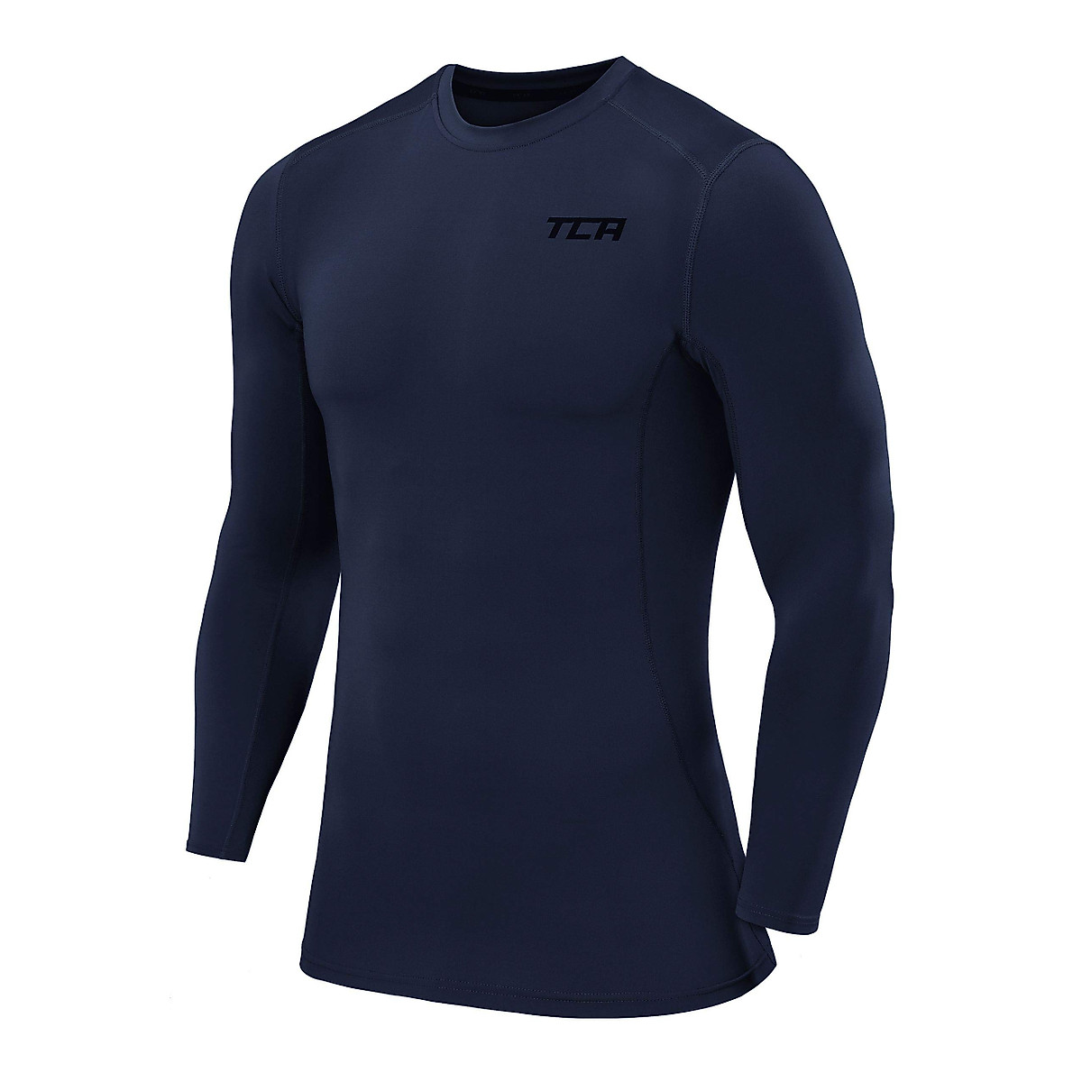 TCA Boys' Pro Performance Long Sleeve Running Compression Base Layer Top - Crew Neck - Navy Eclipse, 10-12 Years