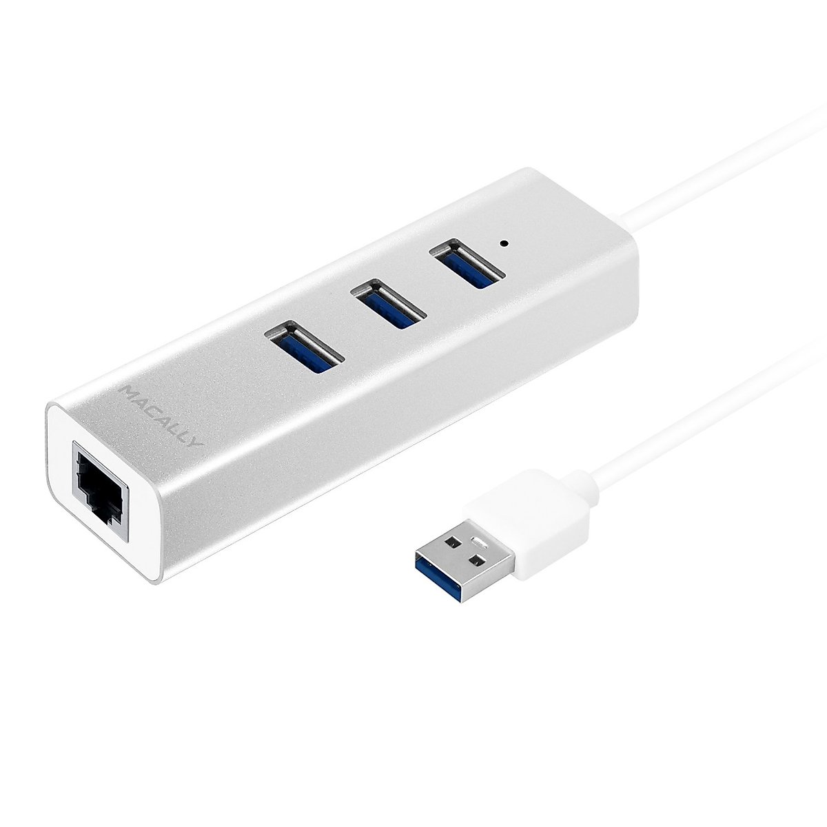 Macally 3-Port USB 3.0 Portable Data Hub with Ethernet Network Lan Adapter for Macbook Pro / Air, Mac Pro / mini, iMac, XPS, Surface Pro, Notebooks, Desktop PCs, USB Flash Drives, etc. (U3HUBGBA)
