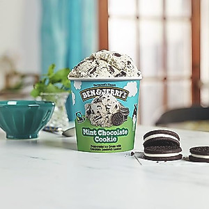 Ben & Jerry's Mint Chocolate Cookie Peppermint Ice Cream Pint Non-GMO 16 oz
