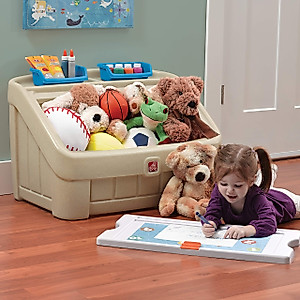 Step2 2-in-1 Toy Box & Art Lid, Kids Toy Storage Bin & Organizer, Easel & Chest in One, Made of Durable Plastic, For Toddlers 2+ Years Old, Tan