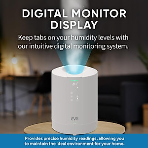 EVO WMH440 Self Sanitizing Pure Mist Humidifier (6L Capacity) – 28 Hour Continuous Run Time, Dishwasher Safe Base, Empty Tank Auto Shut-Off