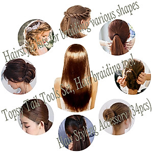 Topsy Tail Tools Set, Coffea Topsy Tail Hair Styling Tool, Hair braiding tool, Hair Styling Accessory (34pcs)