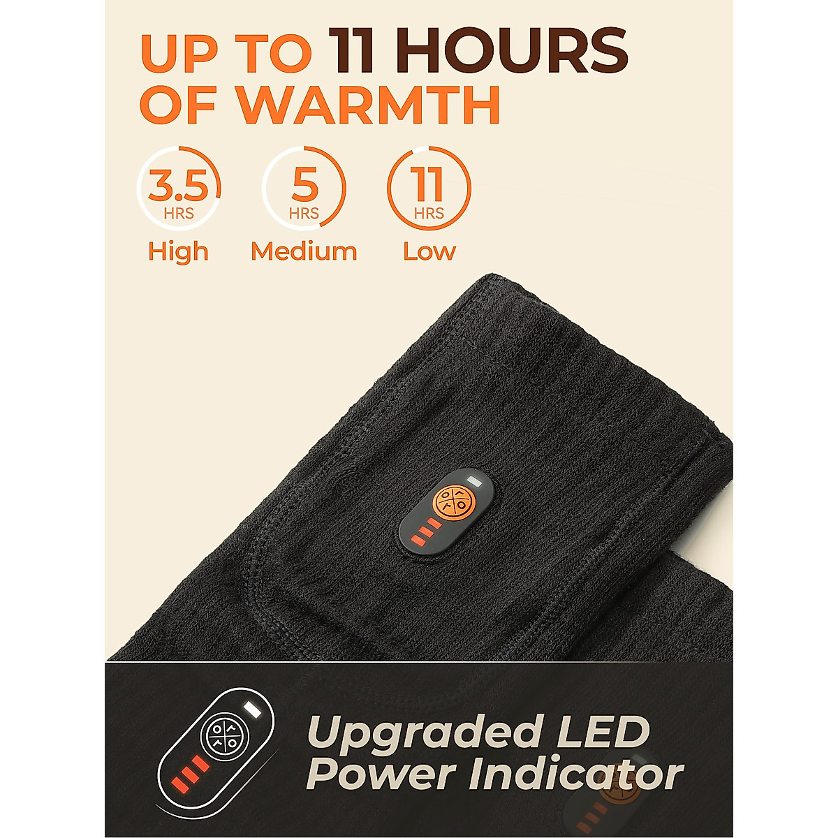 ORORO Heated Socks for Men Women, Rechargeable Electric Socks for Cold Feet(Black,S)