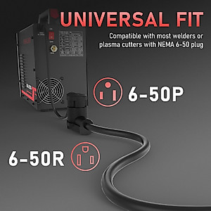 YESWELDER 40ft 250 Volt Welder Extension Cord 10 AWG Power Extension for Welding Machines， NEMA 6-50P to 6-50R