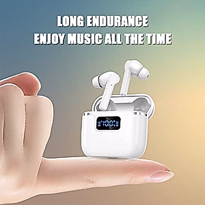 Wireless Bluetooth Earbuds with Charging Case, Stereo Headphones with Deep Bass Low Power Noise Reduction, Built in Mic Headset for Sport/Work