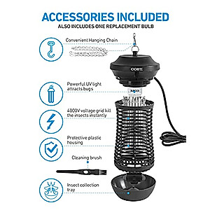 COBY Outdoor Bug Zapper 18W, Covers Half an Acre, Electric Bug Zapper