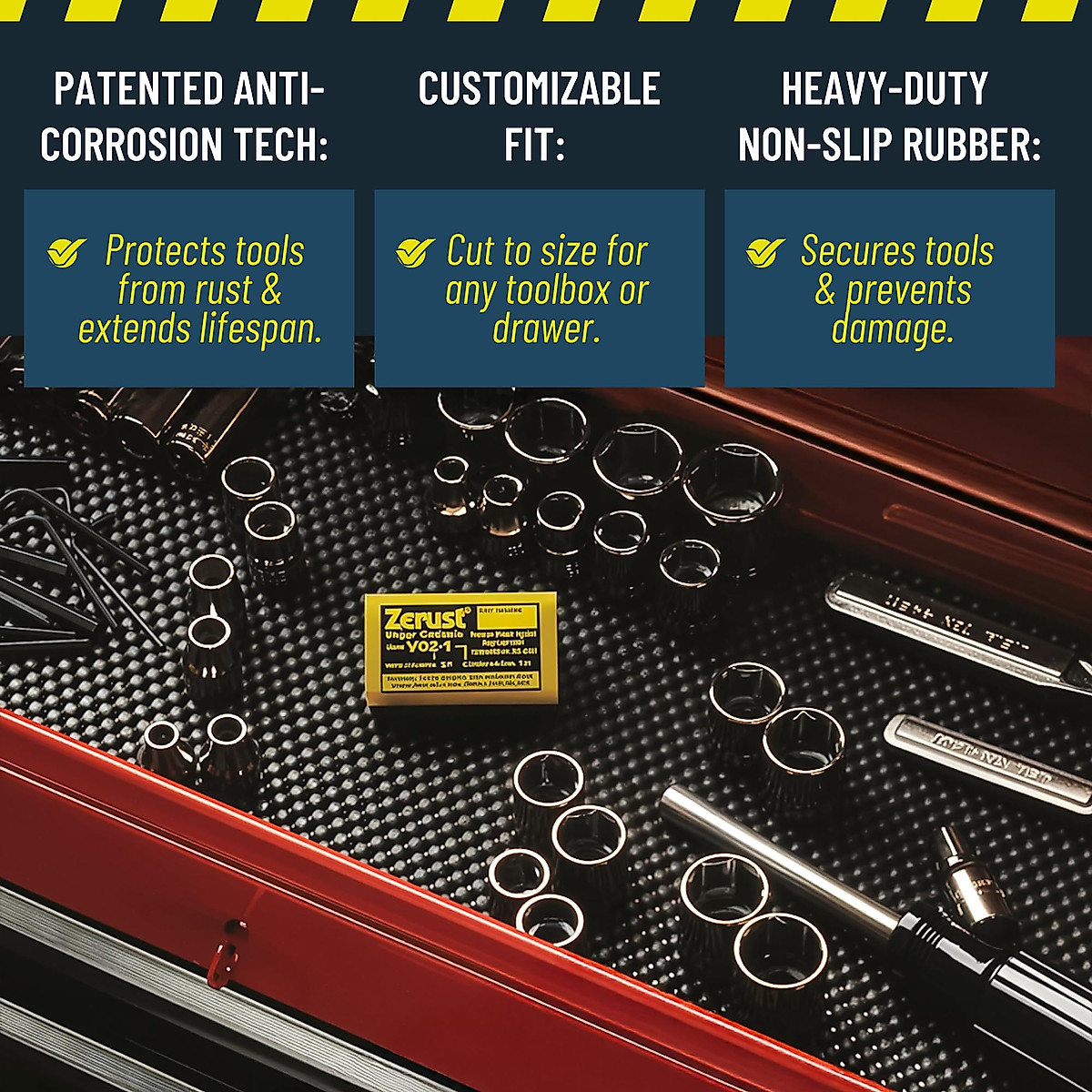 Zerust 91140 Anti-Rust And Corrosion Drawer Liner Black, 22.5 in x 9.83 ft