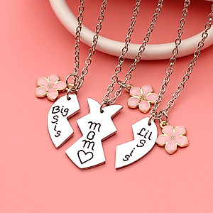 Maxforever 3Pcs Mother Daughter ,Mom Big / Lil Sis Pendant Necklaces Birthday Mother's Day Chirstmas Gifts