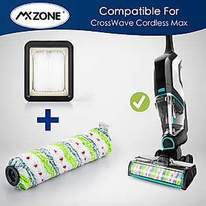 MXZONE for Bissell Crosswave Hydrosteam Replacement Parts CrossWave Max 2554 2554A 2590 2593 2596 35151 35152 3513 3518, 2pc Pet Brush Rolls 2788 and 4pc Filters 1866, Part 1618641 & 1608684