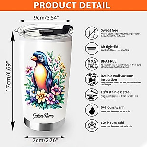 Penguin Gifts, Personalized Tumbler with Penguin Animal’s Name – Custom Cup for Animal Lovers, Gift for Women, Men, Boys, Girls, Gift for Birthdays & Christmas, 20oz Steel Coffee Cup xxuXqZ