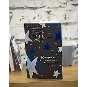 UK Greetings 21st Birthday Card for Grandson - Lovely Design, 149mm x 229mm