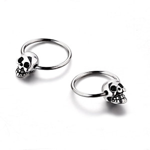YC_jewelry 16G Stainless Steel Skull Captive Bead Ring Hoops Nose Rings Eyebrow Lip Tragus Ear Belly Body Piercing Jewelry