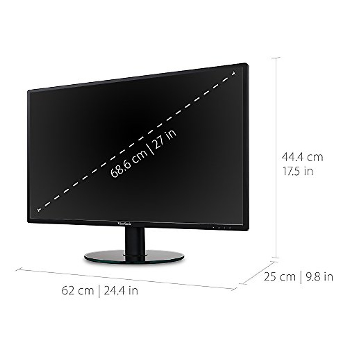 ViewSonic VA2746MH-LED 27 Inch Full HD 1080p LED Monitor with HDMI and VGA Inputs for Home and Office Black
