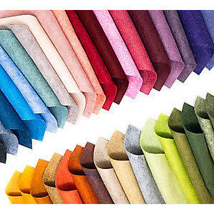 RABOM Merino Wool Blend Felt, 35 Pieces, Assorted Heathered Colors, Made in USA, Crafting and Sewing (6""X12"")