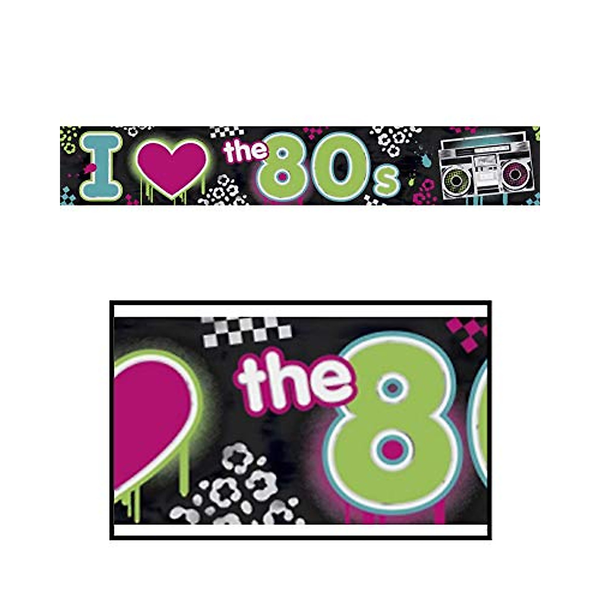 Amscan 80's Party Foil Banner, 25', Black