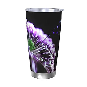 jshmgchw 3d Violet Green Glow 20oz Tumbler, Car Cup With Lid And Straw, Spill-Proof, Stainless Steel Double Wall Vacuum Insulated Reusable Coffee Travel Mug, For Cold Drinks, Hot Beverage