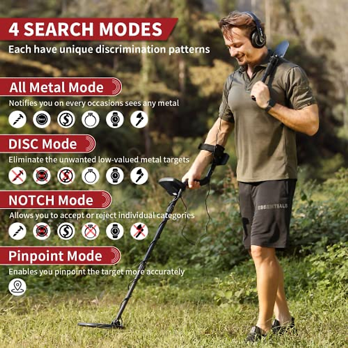 ULHUND Upgraded Metal Detectors for Adults-Professional Higher Accuracy Higher Sensitivity 9 Gold Detector with Bigger LCD Display, Advanced DSP Chip 10" Coil Metal Detector with 12'' Detection Depth
