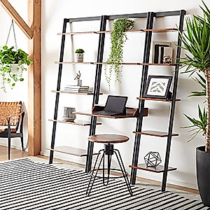 Safavieh Home Collection Pamella Honey Brown and Charcoal 2-Shelf Leaning Desk DSK9400A, 0