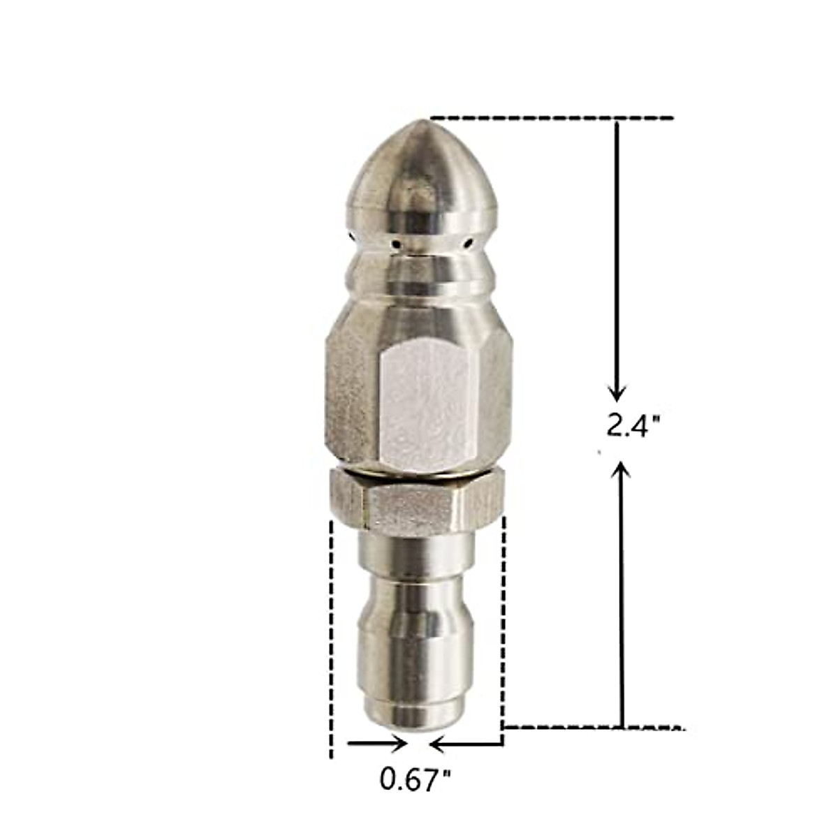 Millie Pressure Washer Sewer Jetter Nozzle with Stainless Steel, Mini Compact Durable Sewer Jet Nozzle,Pressure Drain Jetter Hose Nozzle,1/4'' Quickly Connector, 5000 PSI (1 Set)