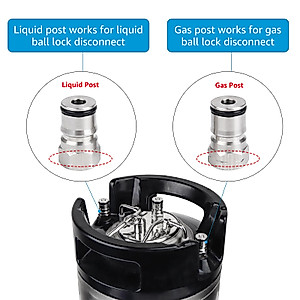 MRbrew 2 Pair Ball Lock Keg Post, Stainless 304 Homebrew 19/32’’-18 Co2 Gas kegerator Beer Liquid Cornelius Corny Poppet Spring Spare Sealing O-ring Keg Posts Kit for Brewing Quick Disconnect Fitting