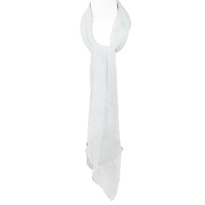Wrapables Solid Color 100% Silk Long Scarf, White,One Size