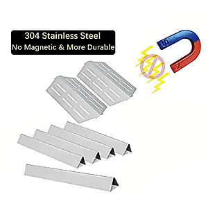 Leship Grill Replacement Parts for Weber Genesis 300 Series E310 E320 E330 EP310 EP320 EP330 S310 S330 Grills(Front Control), 17.5-inch Flavorizer Bars and Heat Deflectors Replace for Weber 7620 7622