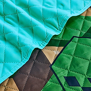 Minecraft Twin Bedding Set for Kids - Bundle with Minecraft Bedspread, Flat Sheet, Fitted Sheet, and Pillowcase for Twin Bed Plus Posters, Phone Wallet, More | Minecraft Bedroom Decor