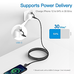 iPhone 15 Charging Cable 10ft 2Pack,USB C to USB C 60W 4-in-1 Fast Charger Cord for iPhone 15/14/13/12,for iPad Pro/Mini/Air,MacBook Pro,Samsung Galaxy(Black)