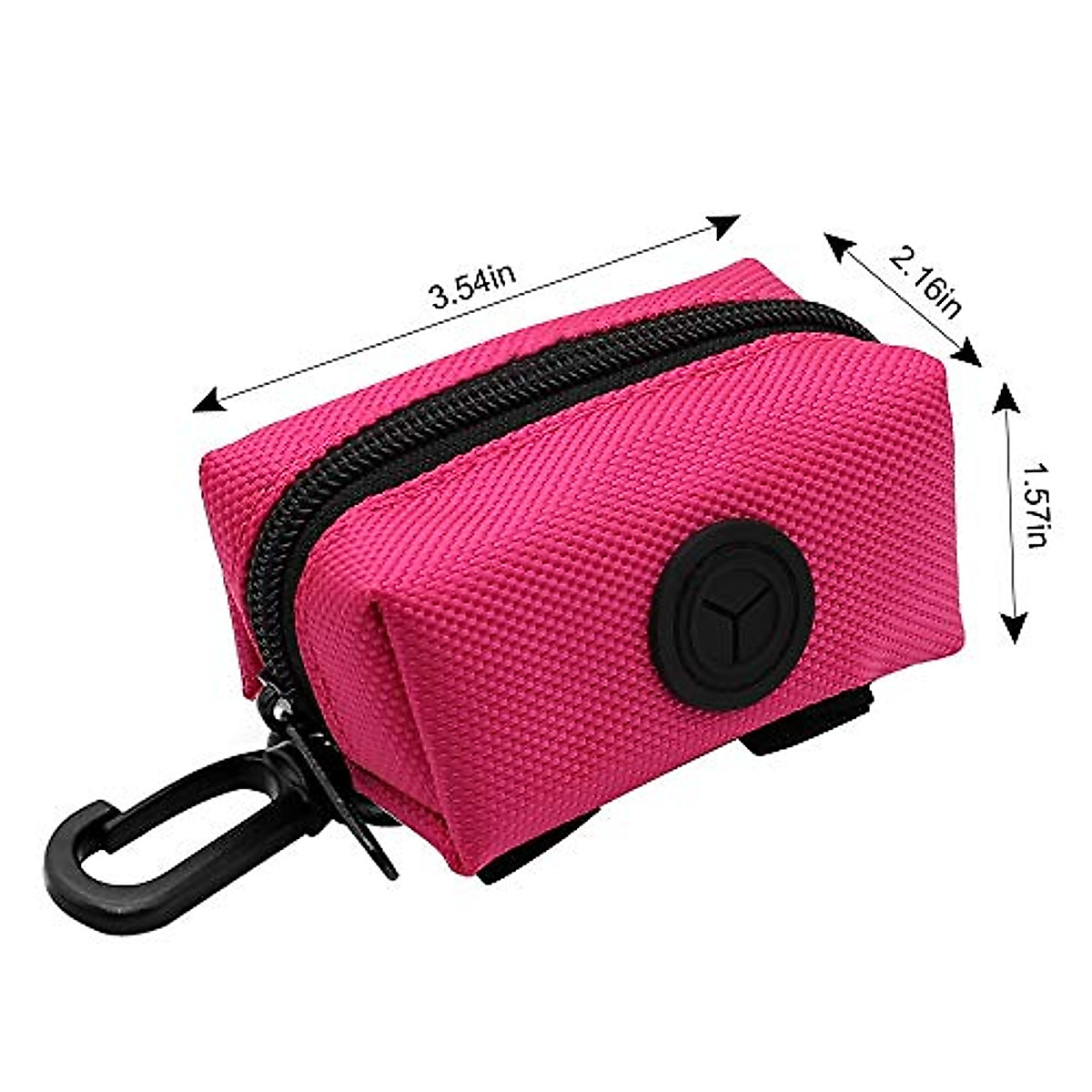 SLOSN 3 Pack Pet Waste Bag Dispenser Dog Poop Bag Holder with Zippered Portable Dog Poop Bag Holder with Hook for Leash,Great Accessory for Walking, Running with Dog (RoseRed Green Black)