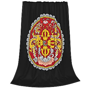 Emblem of Bhutan Blanket Throw Bedding Room Decor Flannel Blankets for Bed Sofa 80"x60"