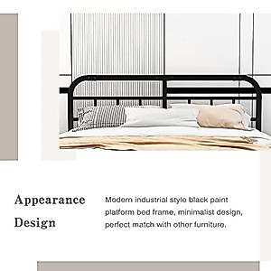 alazyhome King Bed Frame Heavy Duty Metal Platform with Headboard and Footboard Sturdy Steel Support No Box Spring Needed Easy Assembly Black