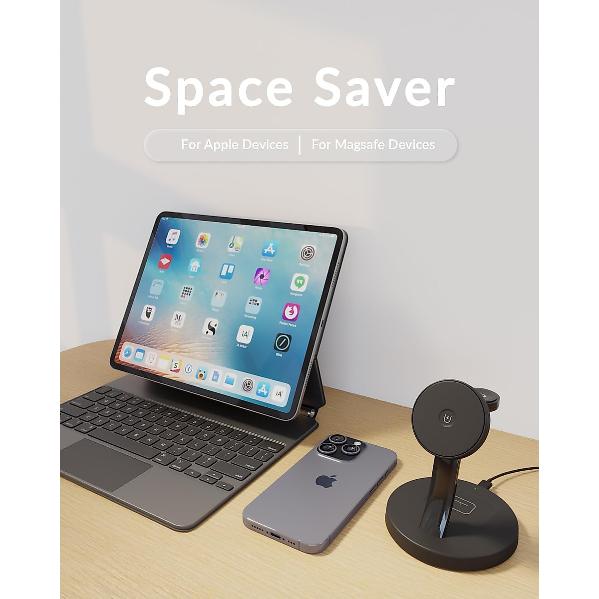 3 in 1 Wireless Charger for MagSafe, Wireless Charging Station, Compatible with iPhone 15/14/13/12, Apple Watch, AirPods Pro/3/2 (Cable and Adapter Included) Black