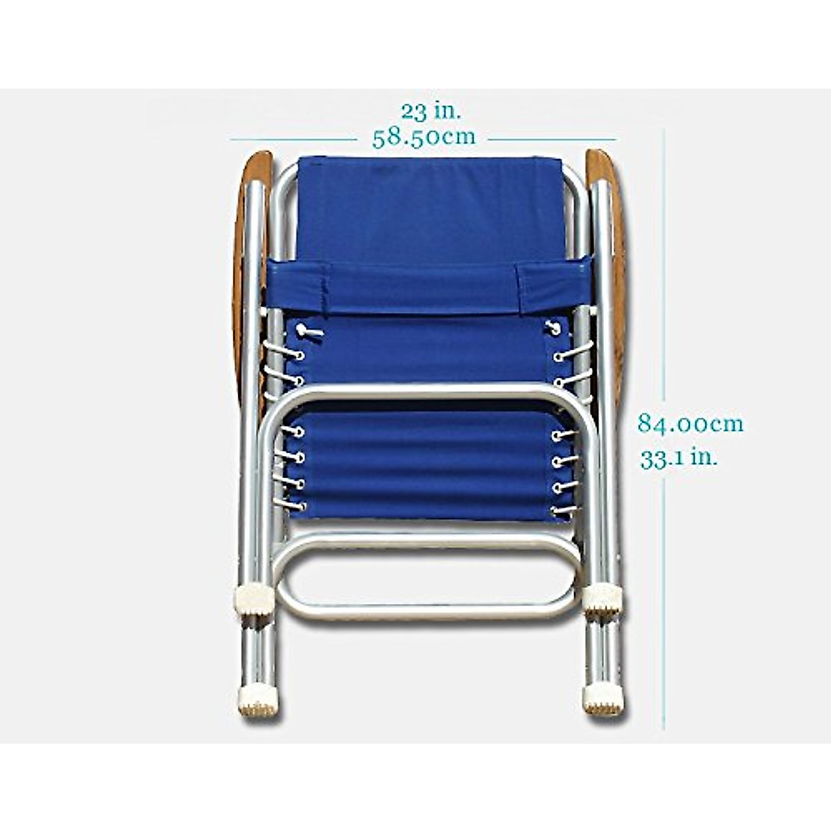 FORMA MARINE Boat Chairs High Back Grey Deck Folding Marine Aluminum Teak Furniture Set of 2 M150G