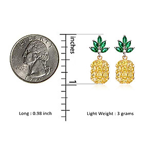 Light Weight Pineapple Watermelon Crystal Stud Earrings for Women Girls Cute Hawaiian Vacation Beach Party Dangle Drop Fruit Earring (Pineapple 2)