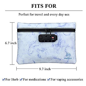 YEEFINE Smell Proof Bag with Combination Lock,Odor Proof Travel Bag PU leather for Cosmetic,Grinder,Herbs,Spices and travel stash storage (Black)