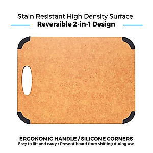 Cutting Board for Kitchen, Wood Cutting Board with Juice Grooves, Dishwasher Safe, Non-Porous, BPA Free, Small Cutting Board, 11.7 x 8.5-inch, Natural Slate