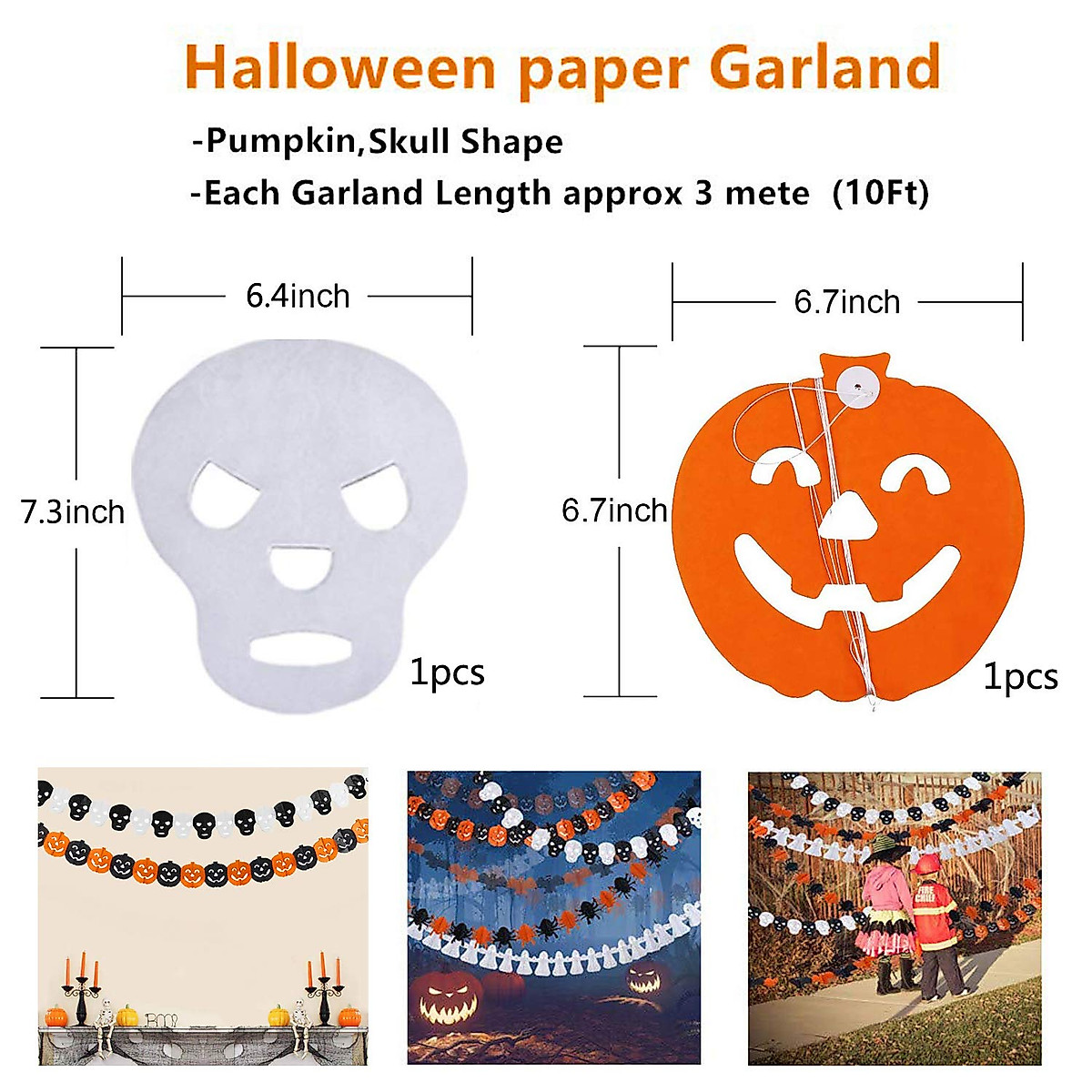 Halloween Party Decorations,Black Glittery Happy Halloween Orange Pumpkin Banner All-in-One Pack for Halloween Theme Party Supplies Decorations Kit for Kids