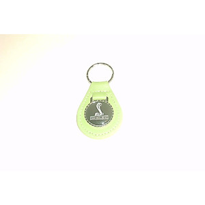 SHELBY COBRA SNAKE LOGO WITH EMBLEM LEATHER KEYCHAIN - LIME GREEN
