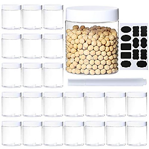 24Pack 8oz Plastic Jar Storage Container with White Lids Airtight Clear Wide-mouth Slime Storage Jars for Cosmetic Cream Light Clay