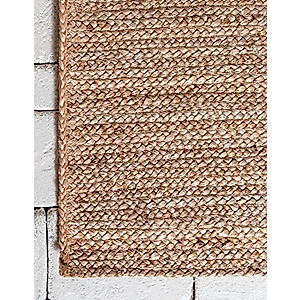 Unique Loom Braided Jute Collection Classic Quality Made Natural Hand Woven Area Rug (0' 9 x 2' 6 Stair Tread, Natural)