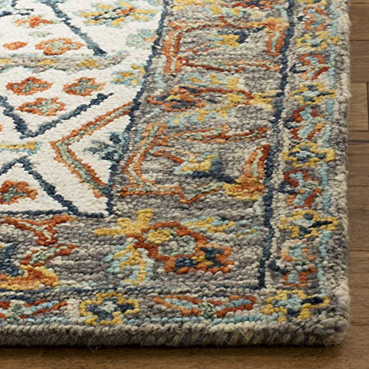 SAFAVIEH Aspen Collection 2'3" x 9' Ivory/Blue APN308A Handmade Boho Wool Runner Rug