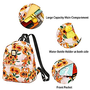 Women Mini Sunflower Backpack Cute Small Travel Backpack Purse Nylon Waterproof Casual Daypack Shoulder Backpack for Adult Girls Kids