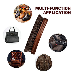 Let1be Horsehair Shoe Shine Brush,Polishing Cleaning Brush for Leather Shoes Boots Handbags Sofa,5.9*1.77*1.57 inch