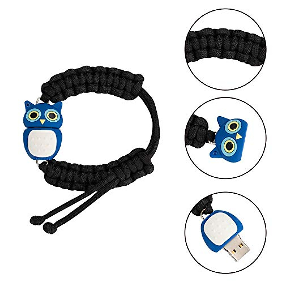 Real 32GB USB Flash Drive, Cartoon Brown Owl Hand Strap Bangle Bracelet USB Thumb Pen Drive U Disk, Hand Rope Wristband Backup Memory Stick Data Storage Jump Drive for Students Gift