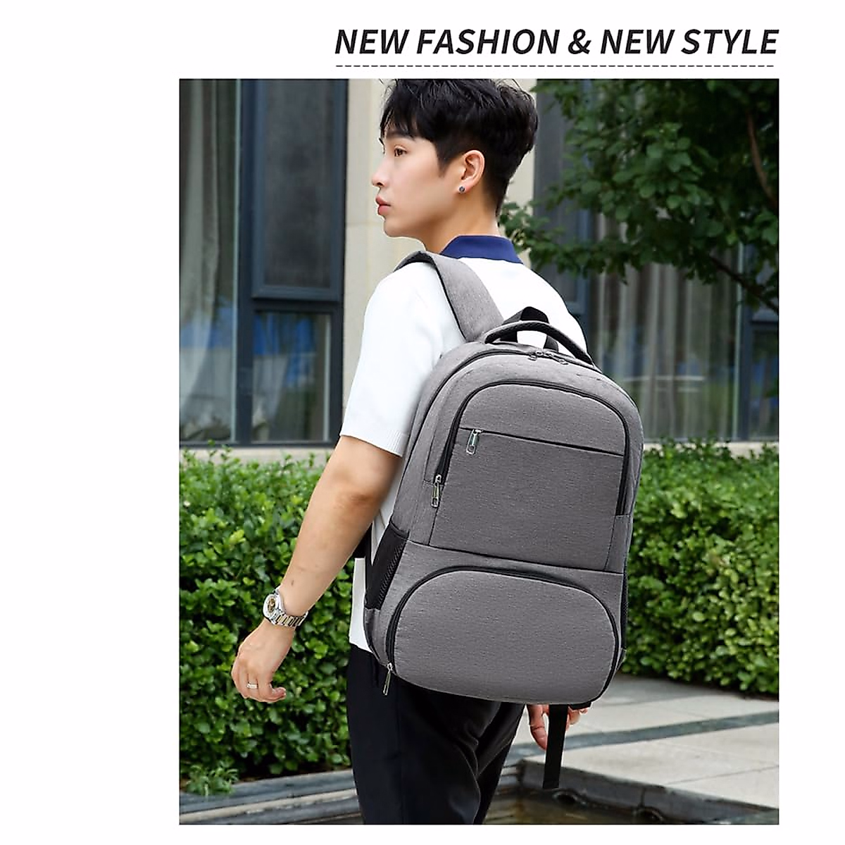 Lunch Backpack, Insulated Cooler Backpack Fits 15.6 Inch Laptop, Water-Resistant Backpack with USB Charging Port for Men, for Work Beach Camping Picnics Hiking,Dark Grey