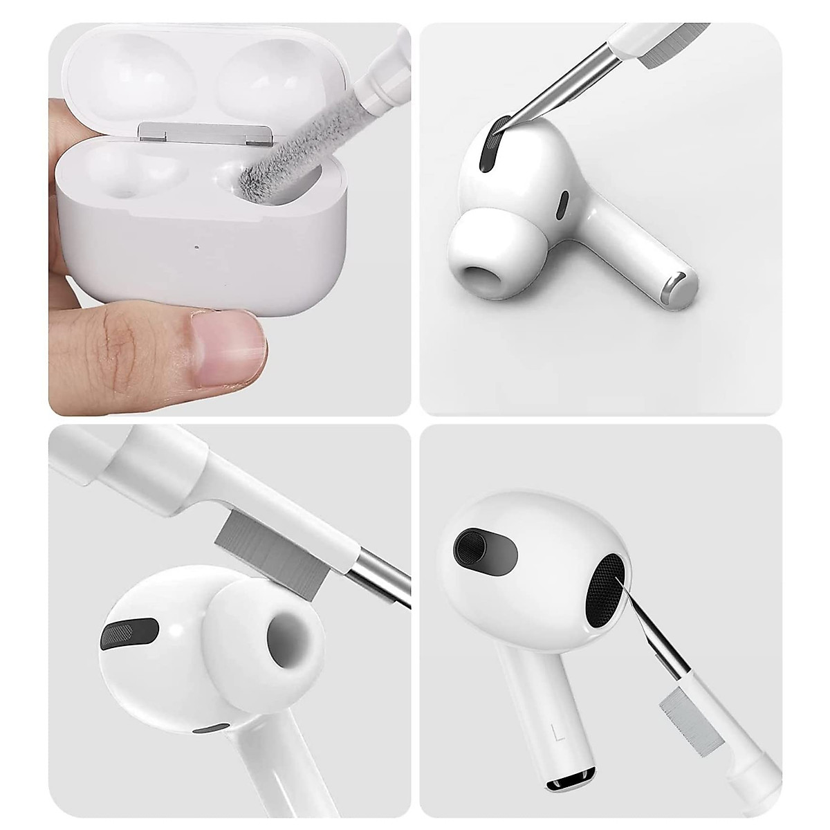 [3 in 1] Compatible for Google Pixel Buds Pro 2022 Cases with Cleaning Kit, Front LED Visible PU Leather Protective Cover Skin with Keychain for Man Women