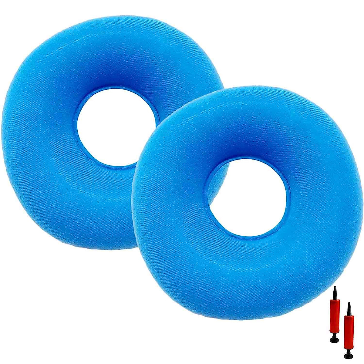 2 Pack Donut Pillow for Hemorrhoids, Inflatable Ring Donut Seat Cushion Pillow with A Pump, Hemorrhoid Seat Cushion, Round Wheelchairs Seat Cushion for Home, Car or Office Chair (15" Light Blue)