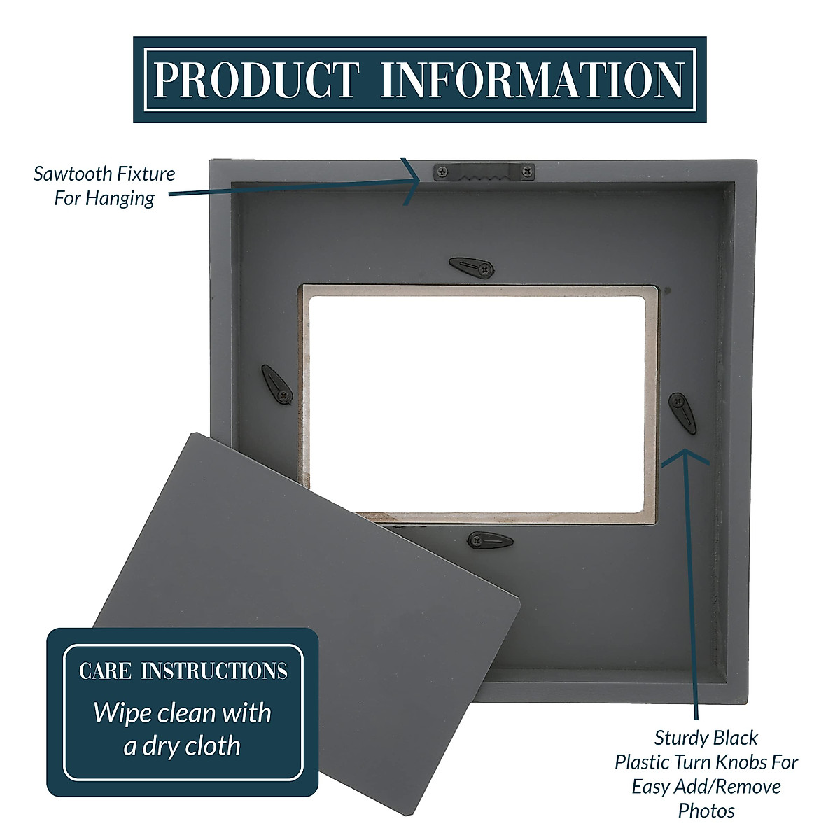 Pavilion - Out Fishing Wood Tabletop Picture Frame, Holds 4 x 6-inch Photo, Rustic Picture Frames, River Vacation Photo Frame, Fishing, 1 Count, 8.75 x 8.75 inches Overall in Size,Gray