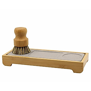 Zenera Instant Dry Sink Caddy Organizer - Fast Drying Stone Sink Caddy - Water Absorbing Stone - Bamboo Brush Included